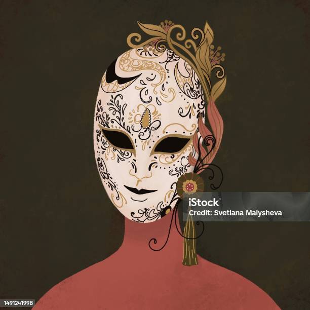 Woman In Mask Illustration Venecian Mask Stock Illustration Download
