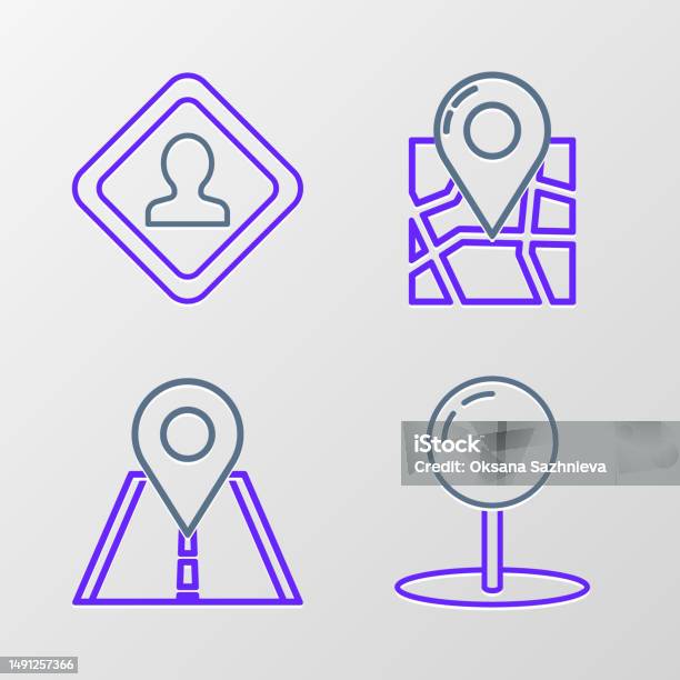 Définir La Ligne Punaise Poussoir Panneau De Signalisation Carte Pliée