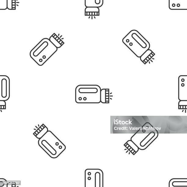 Ligne Grise Lampe De Poche Pour Plongeur Icône Isolée Motif Sans