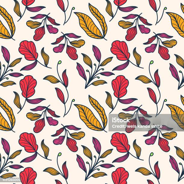 Pola Bunga Seamless Eksotis Dengan Gaya Vintage Motif Bunga Yang