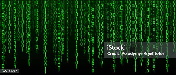 Green Matrix Of Zeros And Ones Binary Computer Code Abstract Digital Background Vector