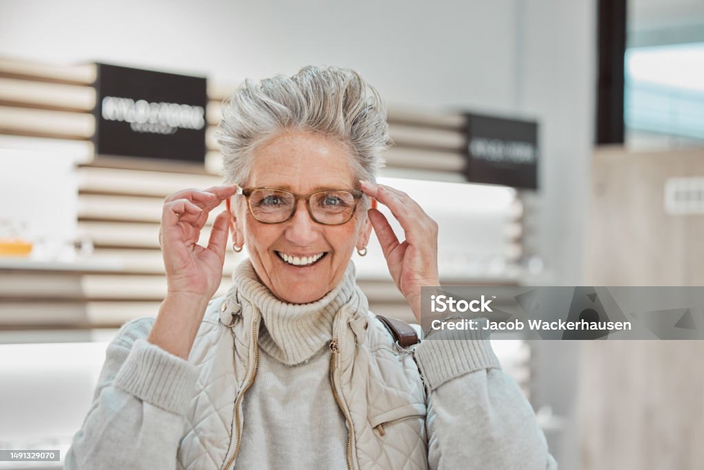 Glasses Senior Woman And Eye Care Portrait Of A Patient Shopping For Vision Lens Or Frame In