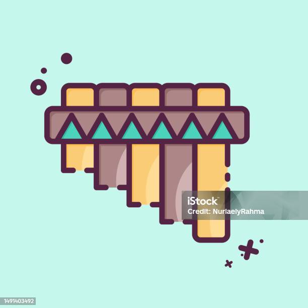 Icône Pan Flute Lié Au Symbole Amérindien Style Mbe Conception Simple