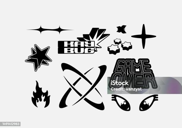 Vector Graphic Assets Set Bold Modern Shapes Stock Illustration