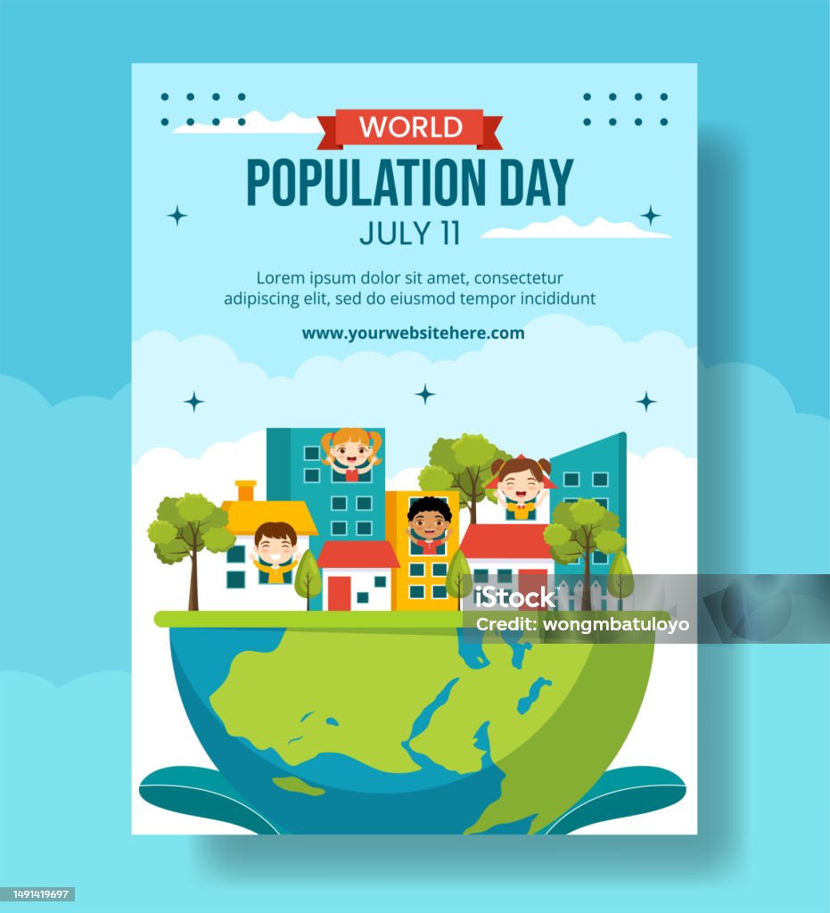 Hari Populasi Dunia Poster Vertikal Kartun Datar Template Gambar Tangan ... Hari Populasi Dunia Poster Vertikal Kartun Datar Template Gambar Tangan ...