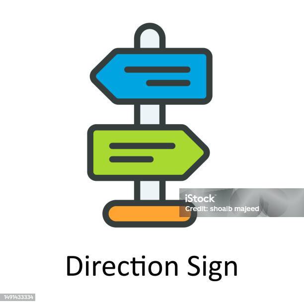 Vecteur De Signe De Direction Contour De Remplissage Icône Illustration