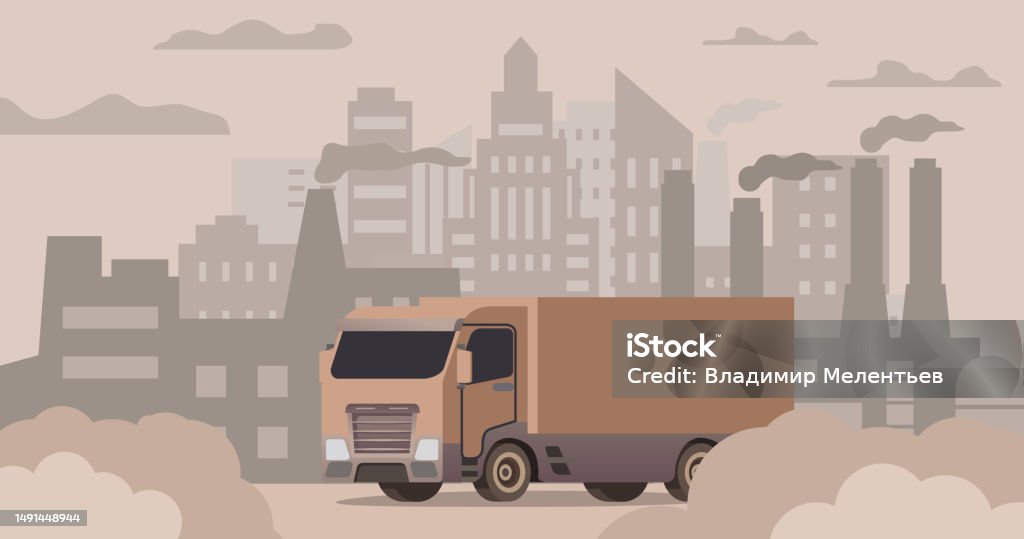 Inquinamento Atmosferico Dei Camion Smog Stradale Nube Di Anidride