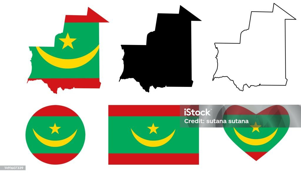 Islamic Republic Of Mauritania Map Flag Stock Illustration Download