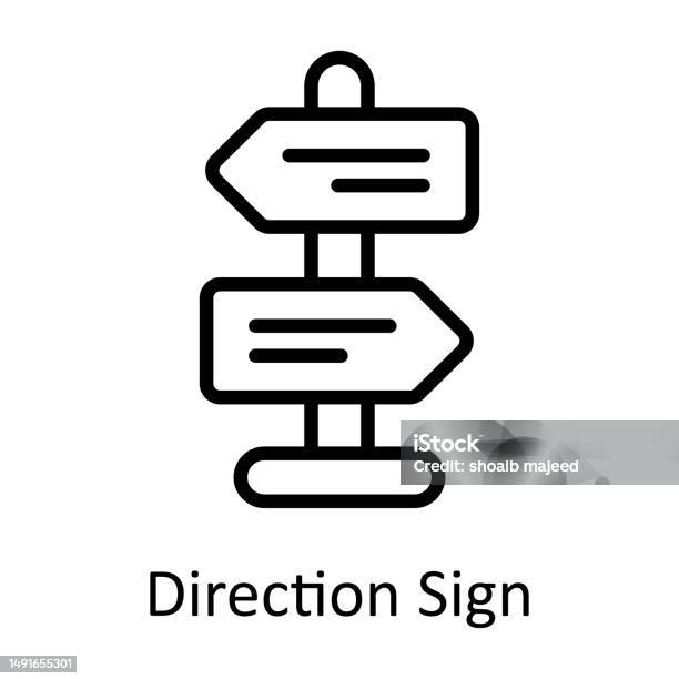 Contour Vectoriel Du Signe De Direction Illustration De Conception