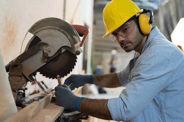 Free Stock Photo of Male carpenter wearing protective mask using ...