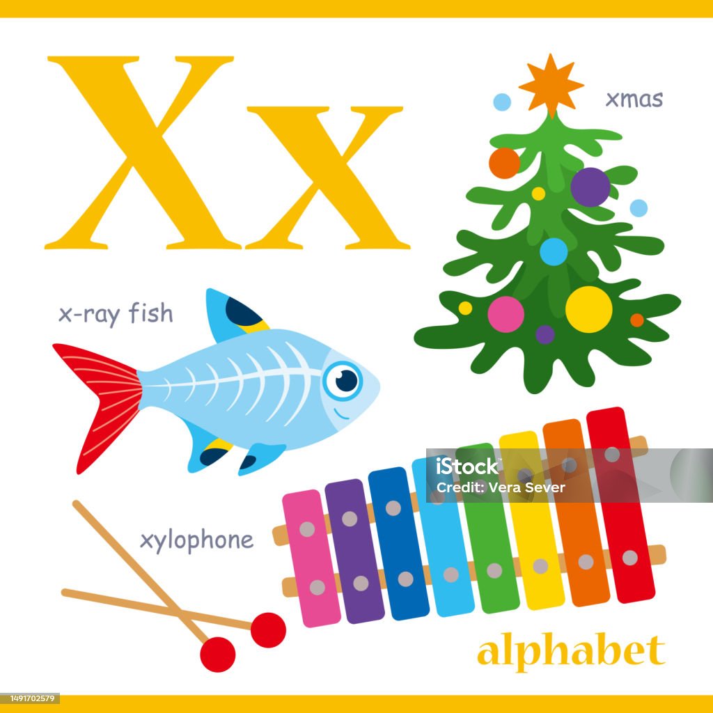Alphabet Letter X With Cartoon Vocabulary Illustration Xmas Xylophone ... Alphabet Letter X With Cartoon Vocabulary Illustration Xmas Xylophone ...