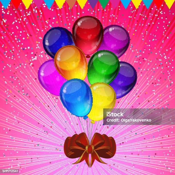 Birthday Party Vector Background Colorful Festive Balloons Confetti
