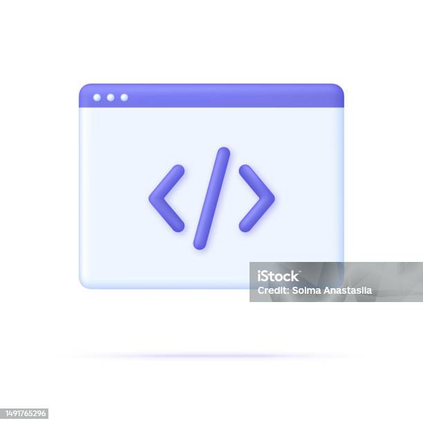 3d Web Page And Programming Code Icon Development And Software Concept Stock Illustration