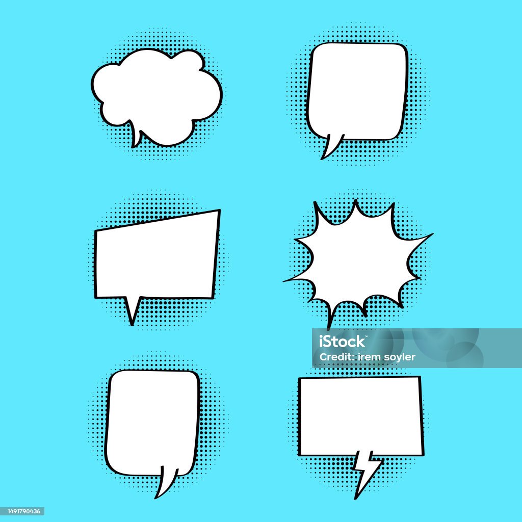 Comic Speech Bubble Icon Set Vector Design Stock Illustration