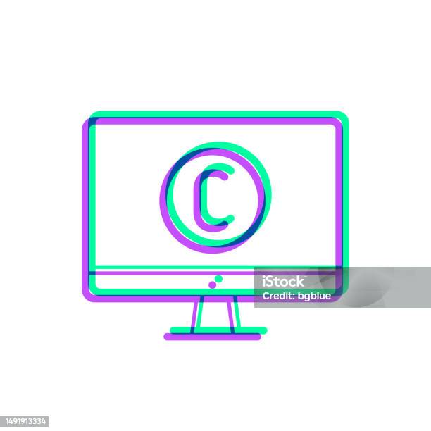 Ordinateur De Bureau Avec Symbole De Copyright Icône Avec Superposition