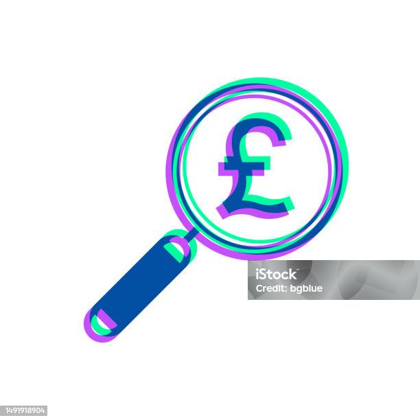 Loupe Avec Signe Pound Icône Avec Superposition De Deux Couleurs Sur