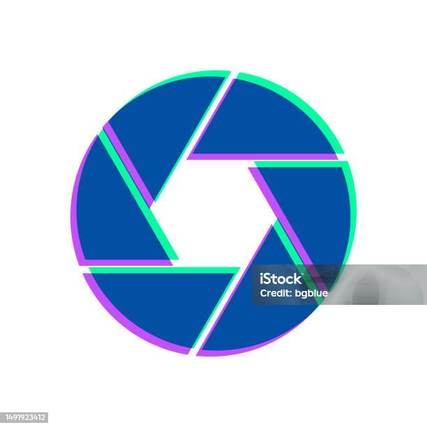 Camera Shutter Icon With Two Color Overlay On White Background Stock