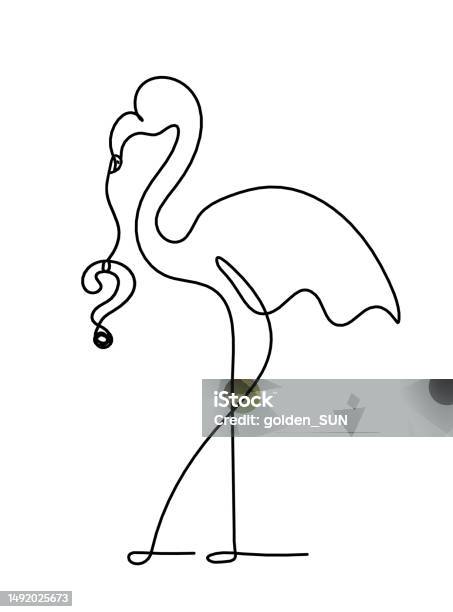 Silhouette Dun Flamant Rose Abstrait Et Dun Point Dinterrogation Comme