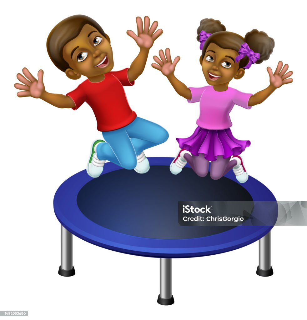 Anakanak Melompat Di Atas Trampolin Kartun Bundar Ilustrasi Stok ... Anakanak Melompat Di Atas Trampolin Kartun Bundar Ilustrasi Stok ...