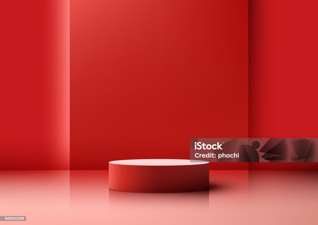 3d Realistis Kosong Podium Alas Berdiri Adegan Dinding Minimal Pada