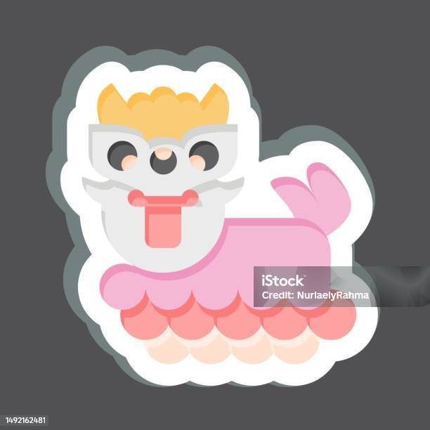 Stiker Singa Cina Terkait Dengan Simbol Tahun Baru Imlek Desain