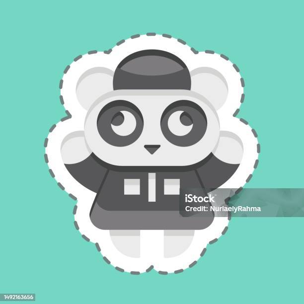 Garis Stiker Memotong Panda Terkait Dengan Simbol Tahun Baru Imlek