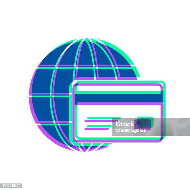 Paiement International Icône Avec Superposition De Deux Couleurs Sur