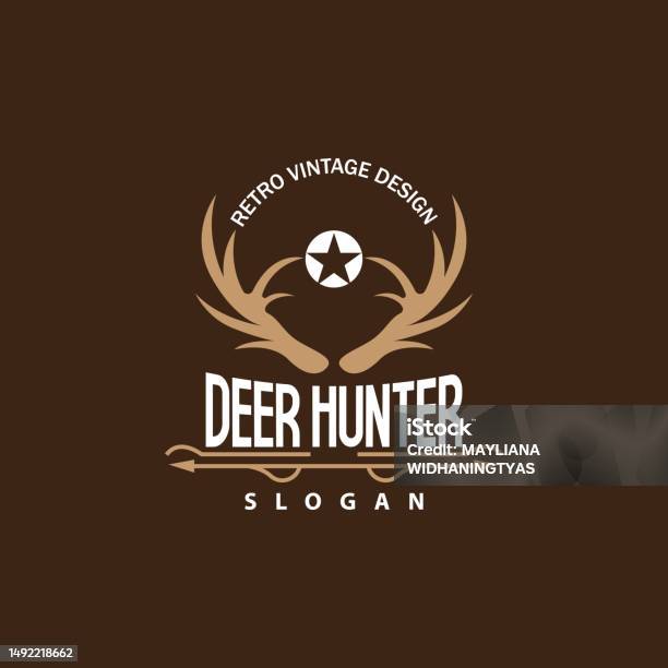 Logo De Cerf Vecteur Chasseur De Cerfs Conception Danimaux Forestiers