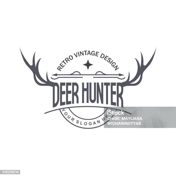 Logo De Cerf Vecteur Chasseur De Cerfs Conception Danimaux Forestiers