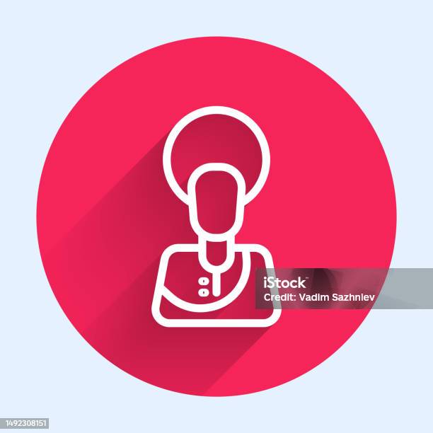 Ligne Blanche Icône Jésuschrist Isolée Avec Une Longue Ombre Bouton