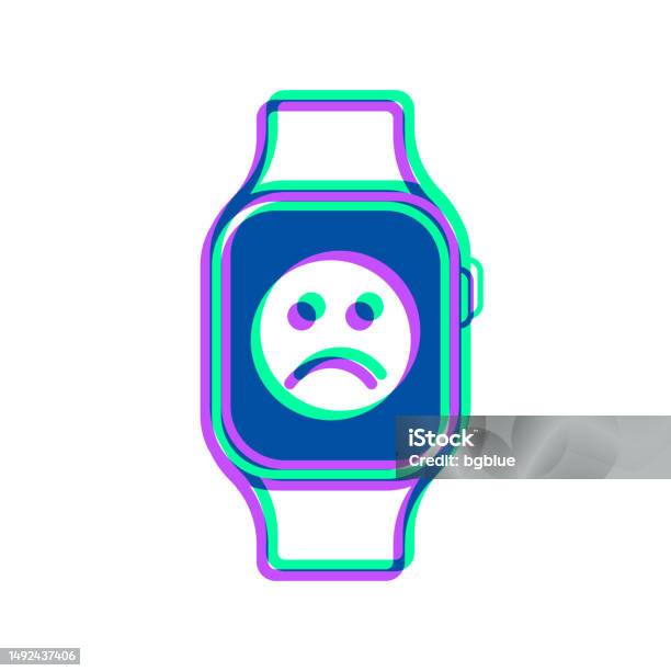 Smartwatch Avec Emoji Triste Icône Avec Superposition De Deux Couleurs
