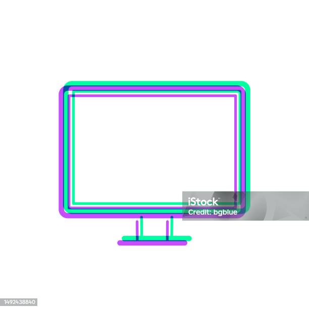 Écran Dordinateur Icône Avec Superposition De Deux Couleurs Sur Fond