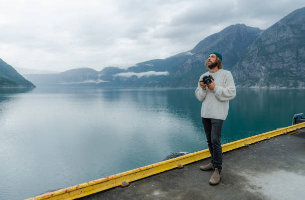 Free Stock Photo of Man Photographing Mountain Landscape | Download ...