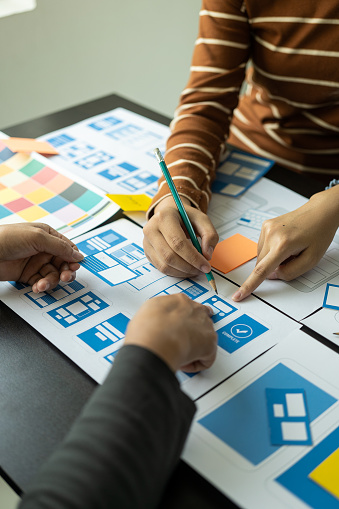 Tim Pengembang Frontend Melakukan Brainstorming Ide Desain Ui Dan Ux
