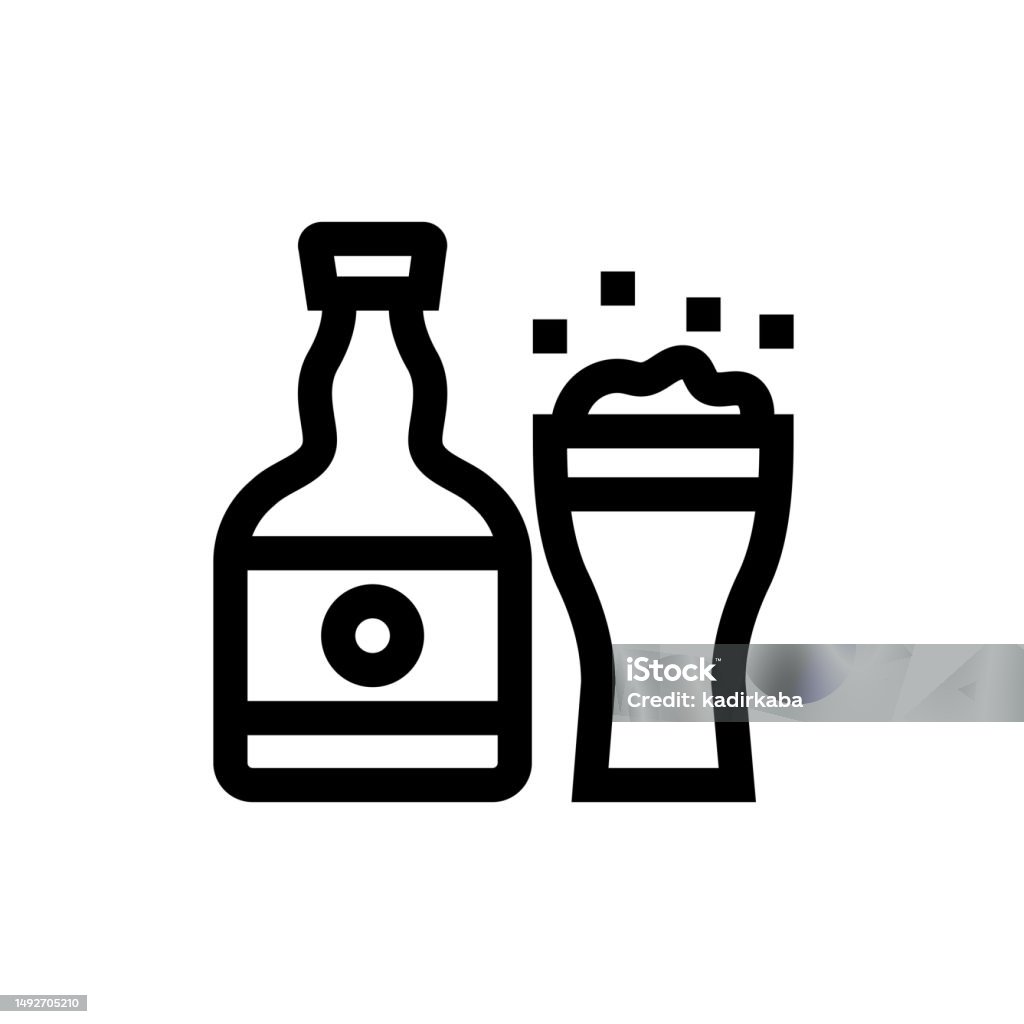 Stock Ilustrace Ikona Pivní Linky Design Pixel Perfektní Upravitelný