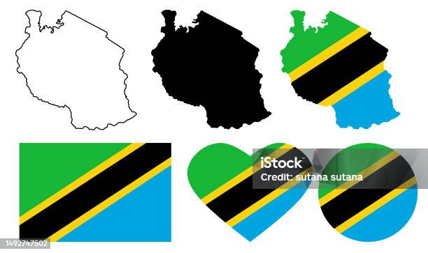United Republic Of Tanzania Map Flag Stock Illustration Download