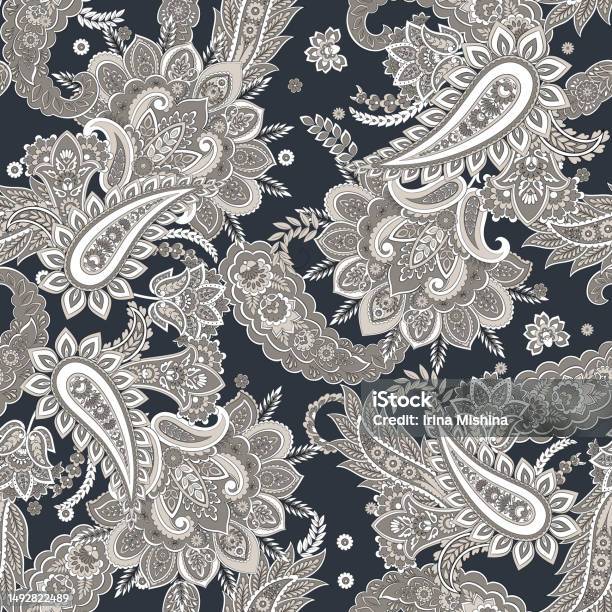 Seamless Paisley Pattern In Indian Batik Style Floral Vector