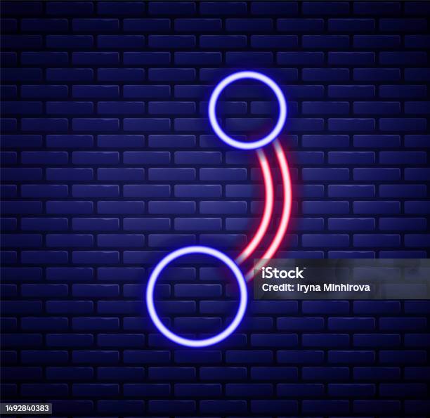 Ligne Néon Brillante Icône De Perçage Isolée Sur Fond De Mur De Briques