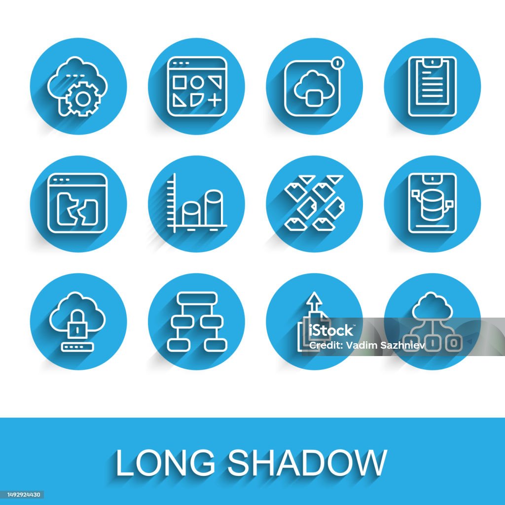 Set Line Cloud Computing Lock Hierarchy Organogram Chart Technology