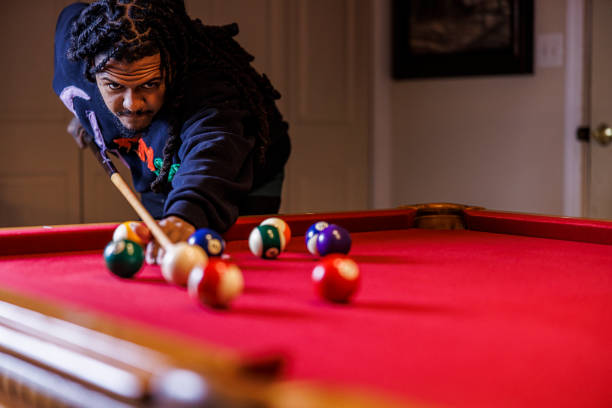 Free Stock Photo of Man Leaning Over Pool Table With Cue | Download ...