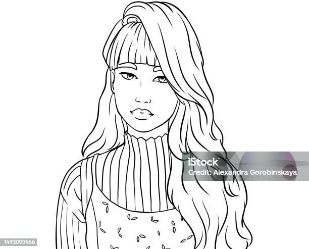 Beautiful Girl With Long Hair Stock Illustration Download Image Now