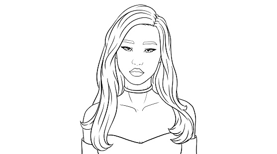 Portrait Dune Belle Fille Aux Cheveux Longs Vecteurs Libres De Droits