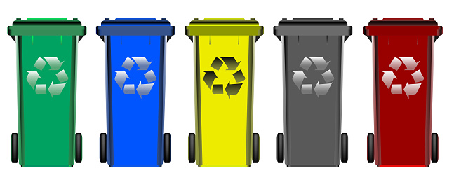 Garbage Dans Les Poubelles Avec Des Icônes De Vecteur De Garbage Triées
