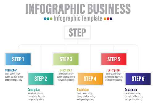 Template Opsi Nomor Infografis Abstrak Dengan Enam 6 Langkah Dengan