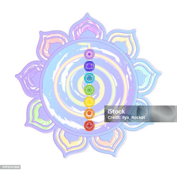 Simbol Choku Rei Dengan Tujuh Chakra Dalam Mandala Berwarnawarni Yang ... Simbol Choku Rei Dengan Tujuh Chakra Dalam Mandala Berwarnawarni Yang ...