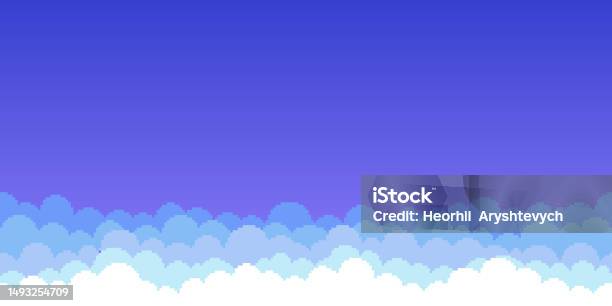 Ilustrasi Seni Piksel 8bit Awan Keriting Putih Di Langit Biru Dalam ... Ilustrasi Seni Piksel 8bit Awan Keriting Putih Di Langit Biru Dalam ...