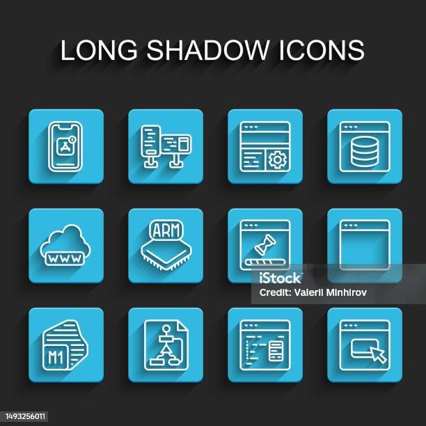 Set Line Processor Flowchart Mobile Apps Software Browser Files Window And Loading Data Icon