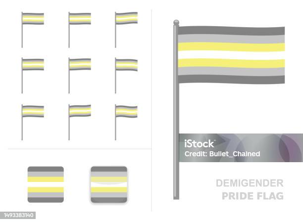 Demigender Pride Flag Waving Animation App Icon Vector Stock