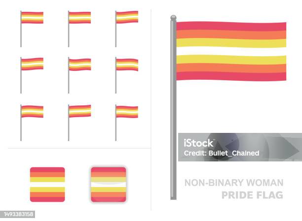 Nonbinary Woman Pride Flag Waving Animation App Icon Vector向量圖形及更多