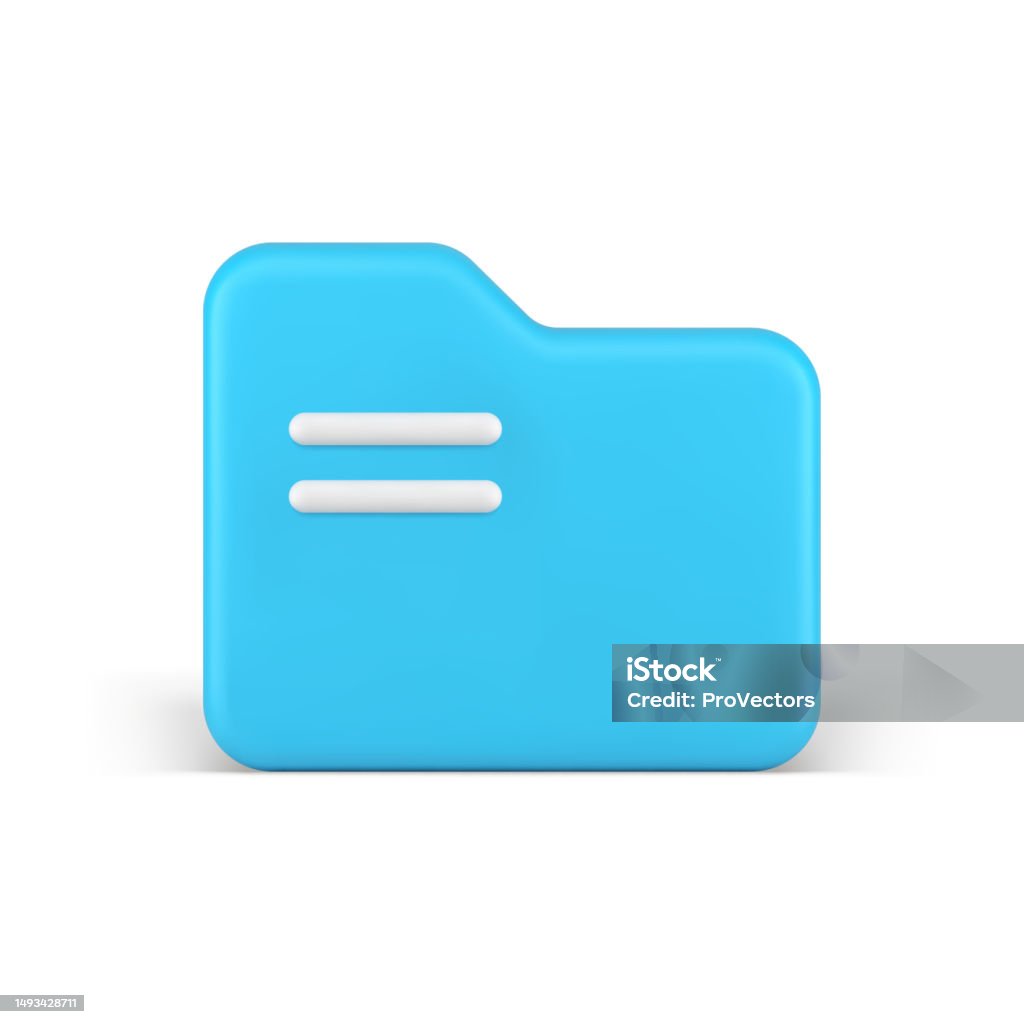 Folder Biru Penyimpanan Dokumen Arsip Digital Komunikasi Data Ikon 3d